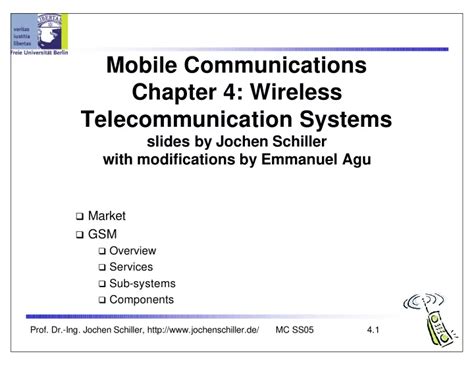 Ppt Mobile Communications Chapter 4 Wireless Telecommunication