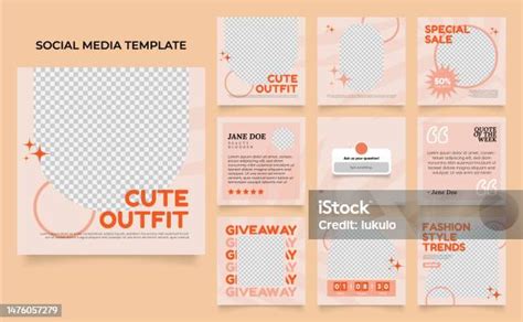 소셜 미디어 템플릿 배너 패션 판매 촉진 핑크 색상 완전히 편집 가능한 사각형 포스트 프레임 퍼즐 유기농 판매 포스터 Advertising Week에 대한 스톡 벡터 아트