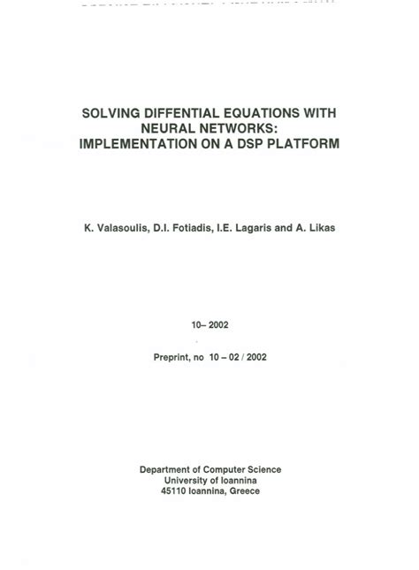 pdf solving differential equations with neural networks