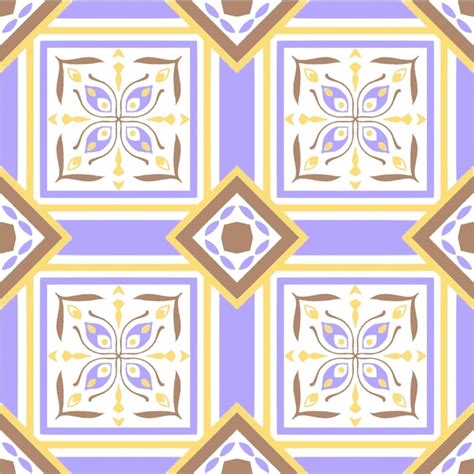 Premium Vector Tile Seamless Pattern Design With Colourful Motifs Background