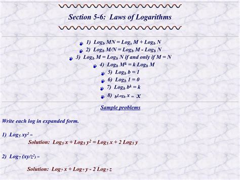 Ojks Precalculus Study Page Laws Of Logarithms Activity For 9th