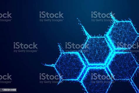 Molecule Structure Icon Form Lines And Triangles Point Connecting Network On Blue Background