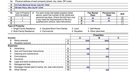 Irs Form 1040 Schedule E 2022 Supplemental Income And Loss
