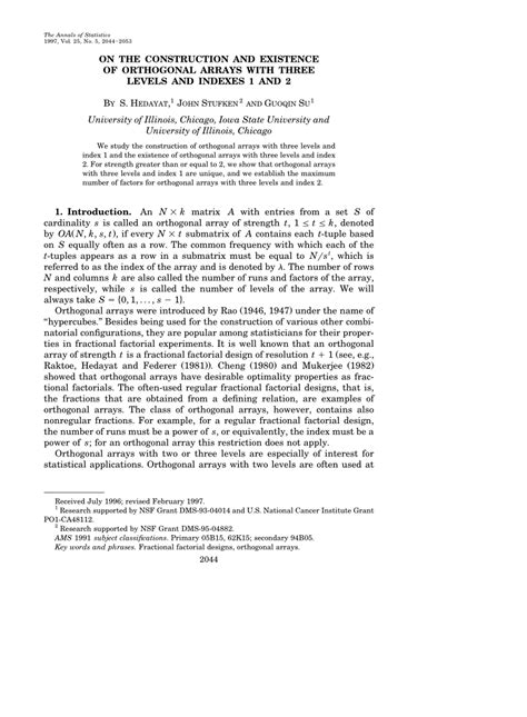 pdf on the construction and existence of orthogonal arrays with three