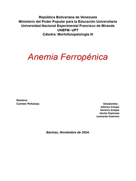 Anemia Ferropénica Pdf Hierro Biología Celular