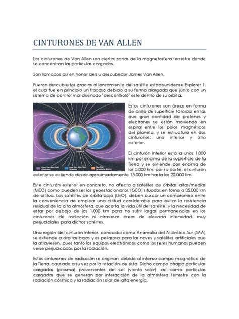 Cinturones De Van Allen Pdf Cinturón De Radiación Van Allen Science