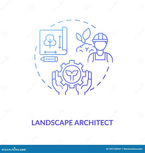 Landscape Architect Blue Gradient Concept Icon Stock Vector