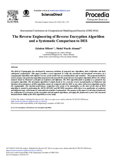 Pdf The Reverse Engineering Of Reverse Encryption Algorithm And A