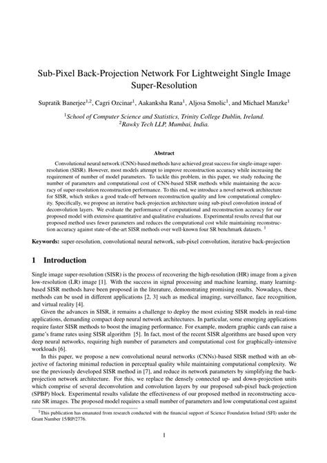 Pdf Sub Pixel Back Projection Network For Lightweight Single Image Super Resolution