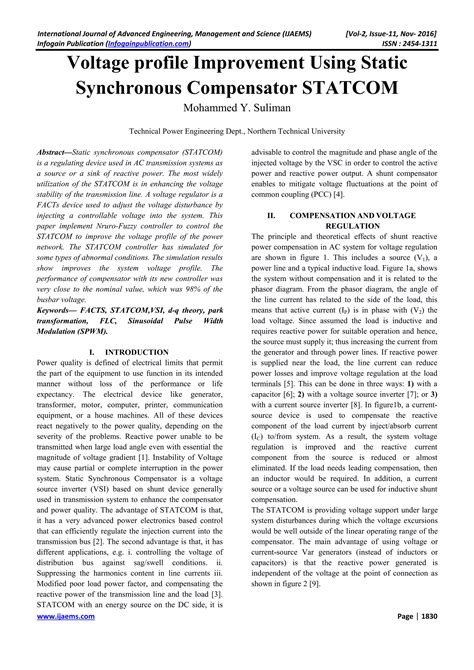 voltage profile improvement using static synchronous compensator
