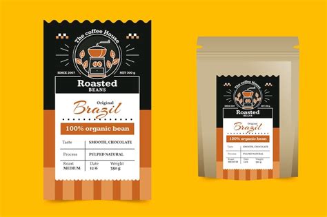평면 디자인 커피 라벨 템플릿 무료 벡터