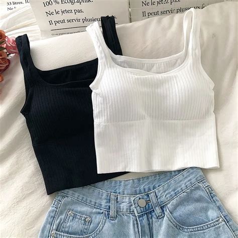 Summer Crop Top Women Seamless Square Collar Wide Straps Tank Top