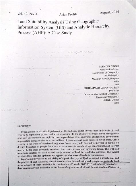 Land Suitability Analysis Using Geographic Information System Gis And Analytic Hierarchy