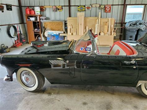1956 Ford Thunderbird Factory Black Paint With Red And White Interior