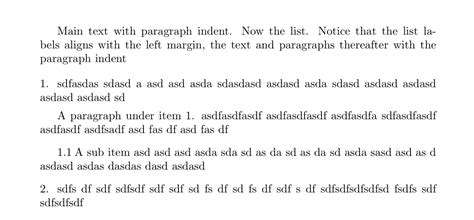 indentation spacing of list of items using enumitem package tex