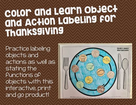 Color And Learn Object And Action Labeling For Thanksgiving Learning