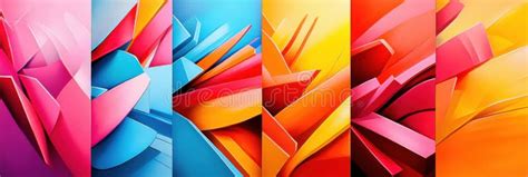 Angular Geometric Shapes Create Depth With Bold Primary Colors In A