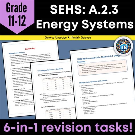 Ib Sports Science Sehs Section A 2 3 Energy Systems Quiz Revision