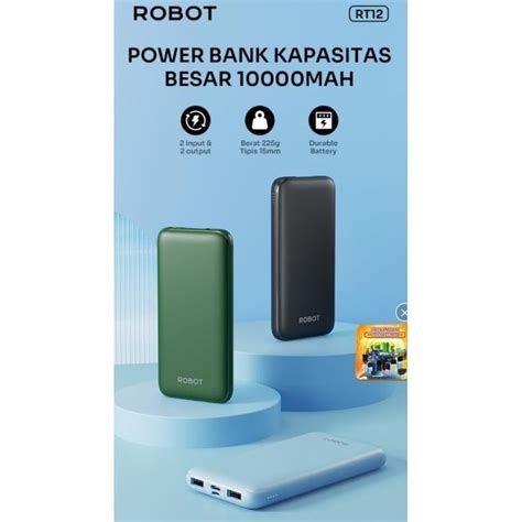 Jual Promo Robot Power Bank Rt12 10000mah Dual Input Port Type C