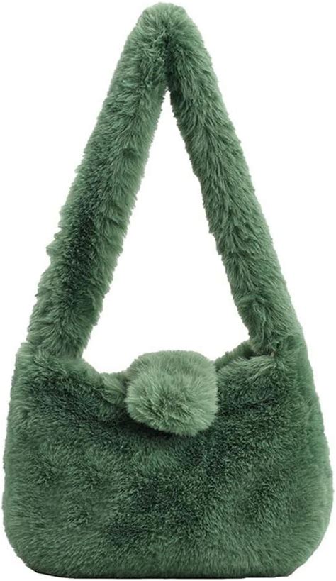 Kukuzhu Fluffy Hobo Bag For Women Plush Shoulder Bag Armpit Purse Soft