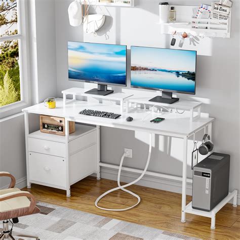 White Desk With Cpu Storage