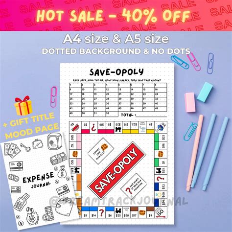 Saveopoly Savings Challenge Printable Journal Page Printable