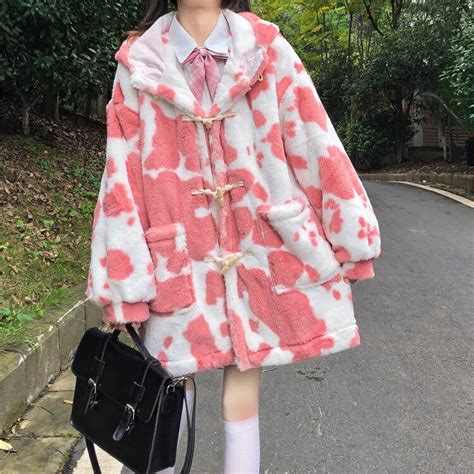 일본식 오리지널 디자인 작은 암소 패턴 모조 소녀 밍크 모피 재킷 여성용 짧은 두꺼운 넥타이 염료 플러시 코트파카