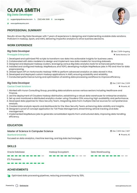 10 Big Data Developer Resume Samples And Templates For 2025