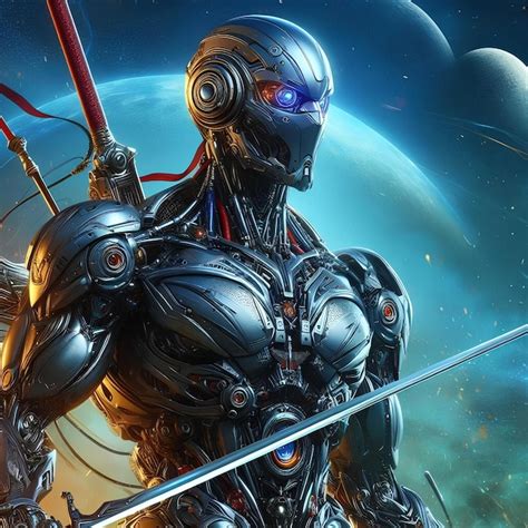 premium photo futuristic warrior robot with sword