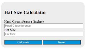 Hat Size Calculator Calculator Academy