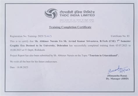 Abhinav Narain Srivastava On Linkedin Internshipcompleted Thdc