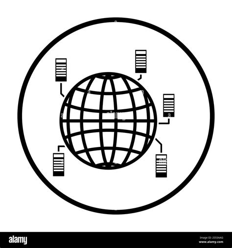 big data icon thin circle stencil design vector illustration stock