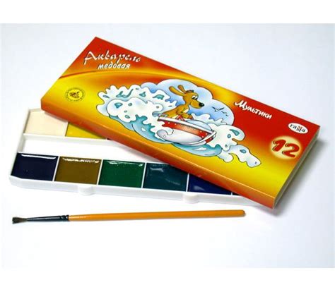 საკანცელარიო საბავშვო კანცელარია აკვარელი გუაში ფუნჯი აკვარელი Гамма МУЛЬТИКИ 12ფ