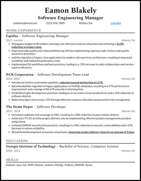 5 Software Engineering Manager Resume Examples And Templates For 2025