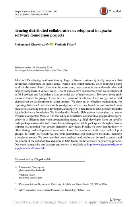 tracing distributed collaborative development in apache software