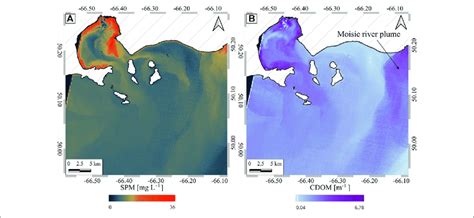 Map Of Spm A And Cdom B In The Sept Îles Bay Retrieved From The