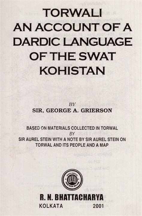 Torwali An Account Of A Dardic Language Of The Swat Kohistan An Old