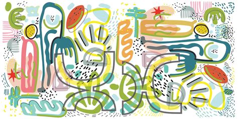 Colorful Abstract Shapes And Figures Intertwine Creating A Lively