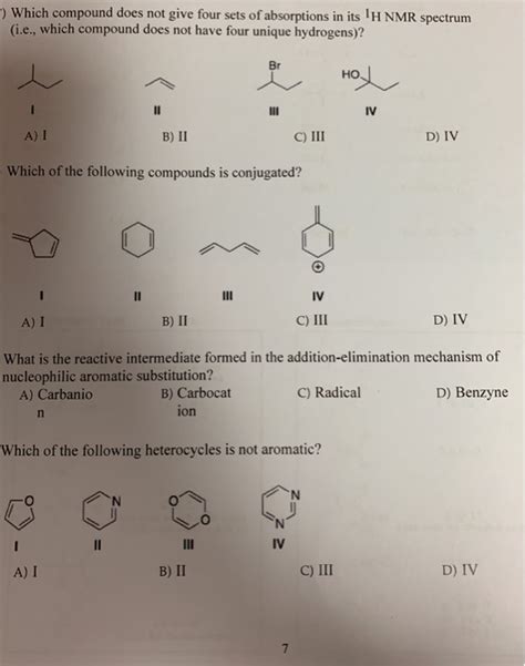 Solved Which Compound Does Not Give Four Sets Of Absorptions