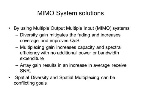 MULTIPLE INPUT MULTIPLE OUTPUT SYSTEMS (MIMO) - ppt video online download