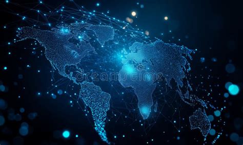 Digital World Map With Glowing Connections And Network Nodes Showcasing Global Connectivity And