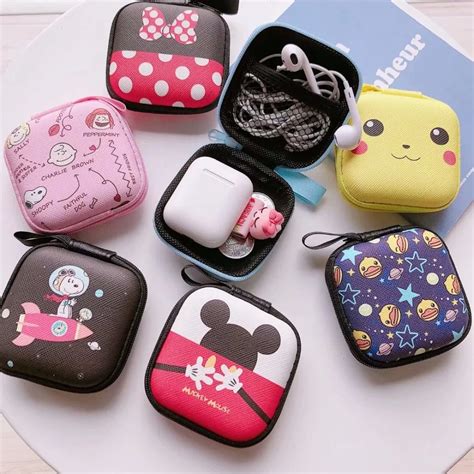 Cartoon Cute Earphone Case Pu Leather Headphone Storage Box Protective