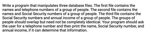 Solved Write A Program That Manipulates Three Database
