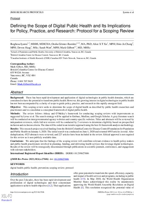 Pdf Defining The Scope Of Digital Public Health And Its Implications For Policy Practice And