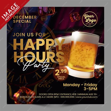 Premium Psd Happy Hours For Restaurant Cafe Bar Social Media Post Or