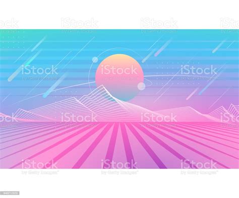 Fluid Gradients Background With Space Landscape Stock Illustration
