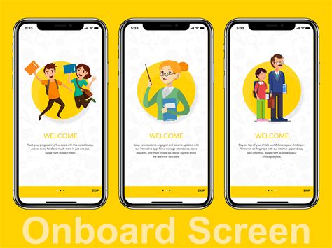 Onboard Screen Ui School Try On Behance