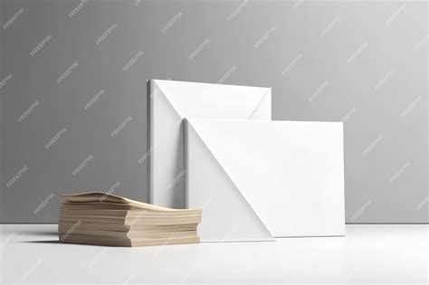 3d 렌더링 빈 책 표지 흰색 잡지 모형 깨끗한 편지 가로 모형 공백 또는 수직 명함 흰색 공백 Ai 생성 프리미엄 사진