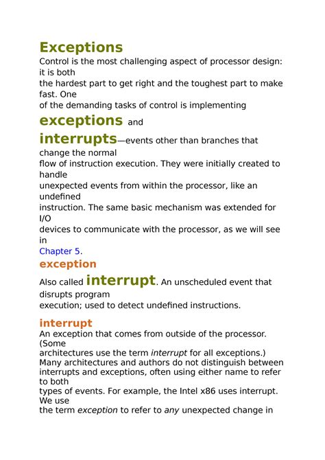 Exceptions Exceptions Control Is The Most Challenging Aspect Of Processor Design It Is Both Exceptions Exceptions Control Is The Most Challenging Aspect Of Processor Design It Is Both