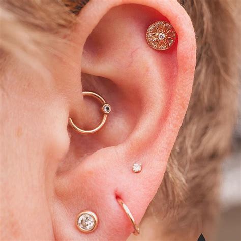 Stylish Helix Piercing With Compass End